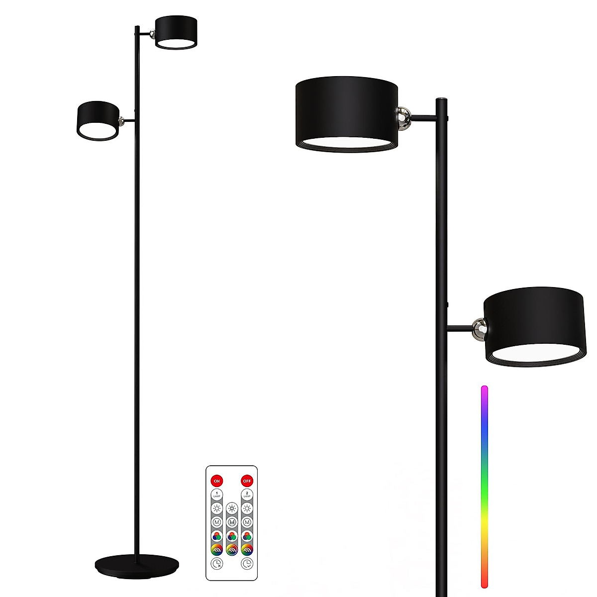 Floor Lamps,LED Tall Standing Pole Lights with Touch&Remote Control, Rechargeable Battery, Standard Dloor lamp with 3 Color Tempes&3 Brightness,RGB&4 Ambience Modes for Reading/Living Room/Sofa/Gaming