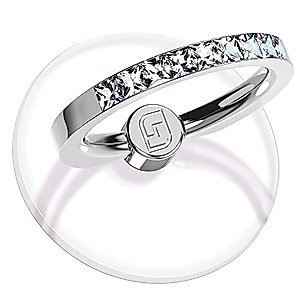 Transparent Phone Ring Holder 2 Pcs, Jsoerpay Clear Cell Phone Ring Holder with Diamond, Finger Grip 360°Rotation Compatible with Most of The Phones, Tablet and Case (Silver)