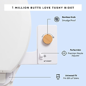 TUSHY Classic 3.0 Bidet Toilet Seat Attachment - Non-Electric Self Cleaning Water Sprayer with Adjustable Water Pressure Nozzle, Angle Control & Easy 8.5 Min DIY Home Installation (Bamboo)
