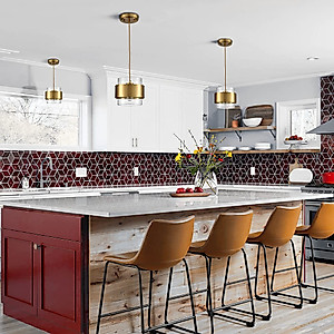 CLAXY Modern Brass Kitchen Pendant Light Height Adjustable Pendant Light Clear Glass Shade