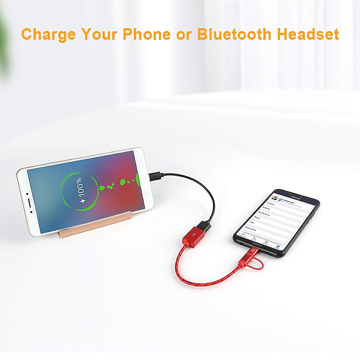 CableCreation Micro USB & Type C to USB 2.0 Female Adapter Cable, 0.6ft Short OTG (on-The-go) Cable Compatible with Pixel 3XL 2XL, Galaxy S22/S20/S10, Android and Type C Devices, 0.18M /Red