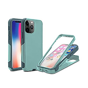 iPhone 12 Mini Screen Protector, Shockproof Slim Dual Layer Protection Scratch Resistant Hard Back Cover Bumper Wireless Charging (Aqua Mint)