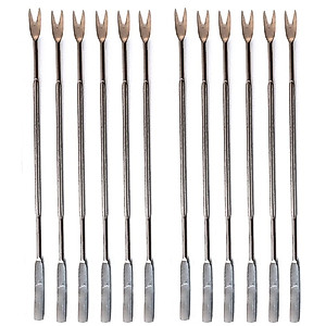 12Pcs Stainless Steel Lobster Crab Seafood Pick Forks and Scoop Nut Forks Seafood Picker Fork Kitchen Tools, Silver