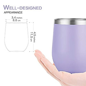 HITSLAM Wine Tumbler Cup Coffee Mug: 12oz Travel Insulated Tumbler with Lid & Straw, Stainless Steel Vacuum Double Wall-Gift for Women, Men, Mom, Dad, Friend (Purple)