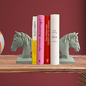 Comfy Hour Farmhouse Collection 5" x 7", Set of 2, Horse Head Art Bookends, 1 Pair, Antique Style, Heavy Weight, White, Polyresin, Wildlife Collection