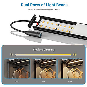 VIPEK V40L Covered Clothes Rack with Dimmable LED Lights, Heavy Duty Garment Rack Portable Closet Wardrobe Freestanding Clothing Rack for Hanging Clothes, Black Closet Rack with Black Oxford Cover