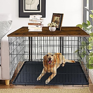 Deblue 42in Dog Crate Topper, Dog Kennel Table Topper, Rustic Style Decorative Dog Crate Topper for Small and Large Dogs