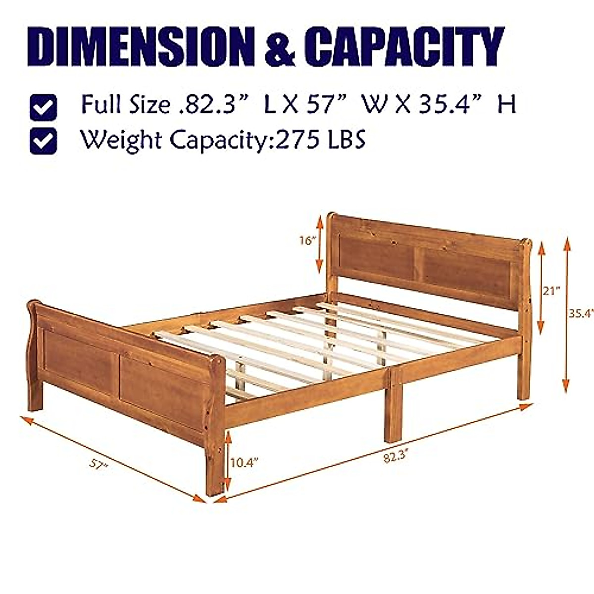 Full Size Wood Platform Bed Frame with Headboard and Footboard, Modern Classic Platform Bed with Wood Slats Support & Under Bed Storage for Bedroom Girls, No Box Springs Needed (Full, Oak)