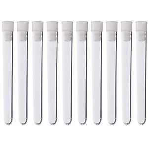 10Pcs 12x100mm 8ml Test Tubes with Blue Caps Clear Plastic Test Tubes Set for Halloween, Christamas, Scientific Themed Kids Birthday Party Supplies, Daily Storage Home Storage Box Sealed Bottle