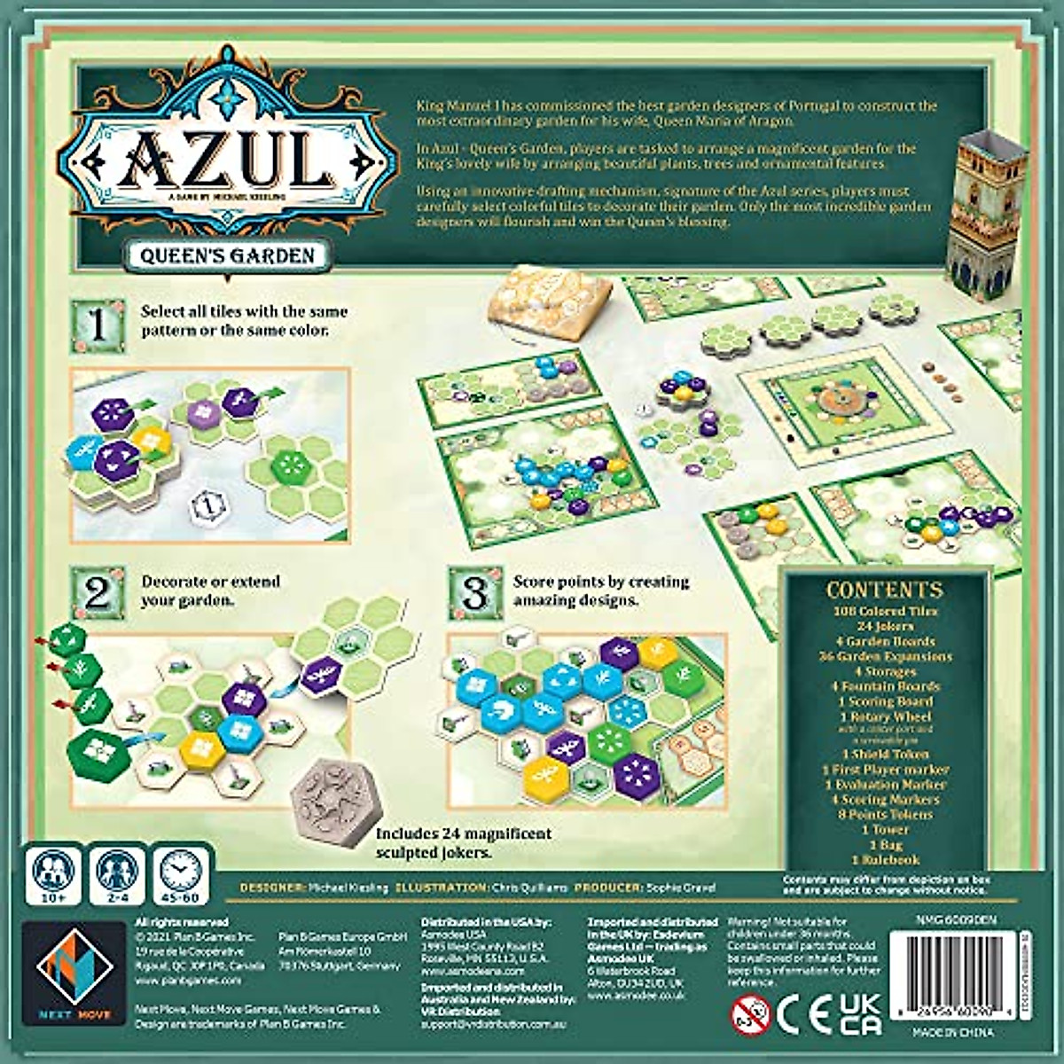 Azul Queen's Garden Board Game - Create a Royal Paradise! Mosaic Tile Placement Strategy Game for Kids and Adults, Ages 10+, 2-4 Players, 45-60 Minute Playtime, Made by Plan B Games