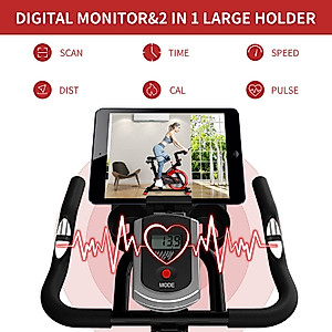 HARISON Exercise Bike Stationary Bikes for Home Use Indoor Cycling Bike with tablet Holder (Black+ Red)