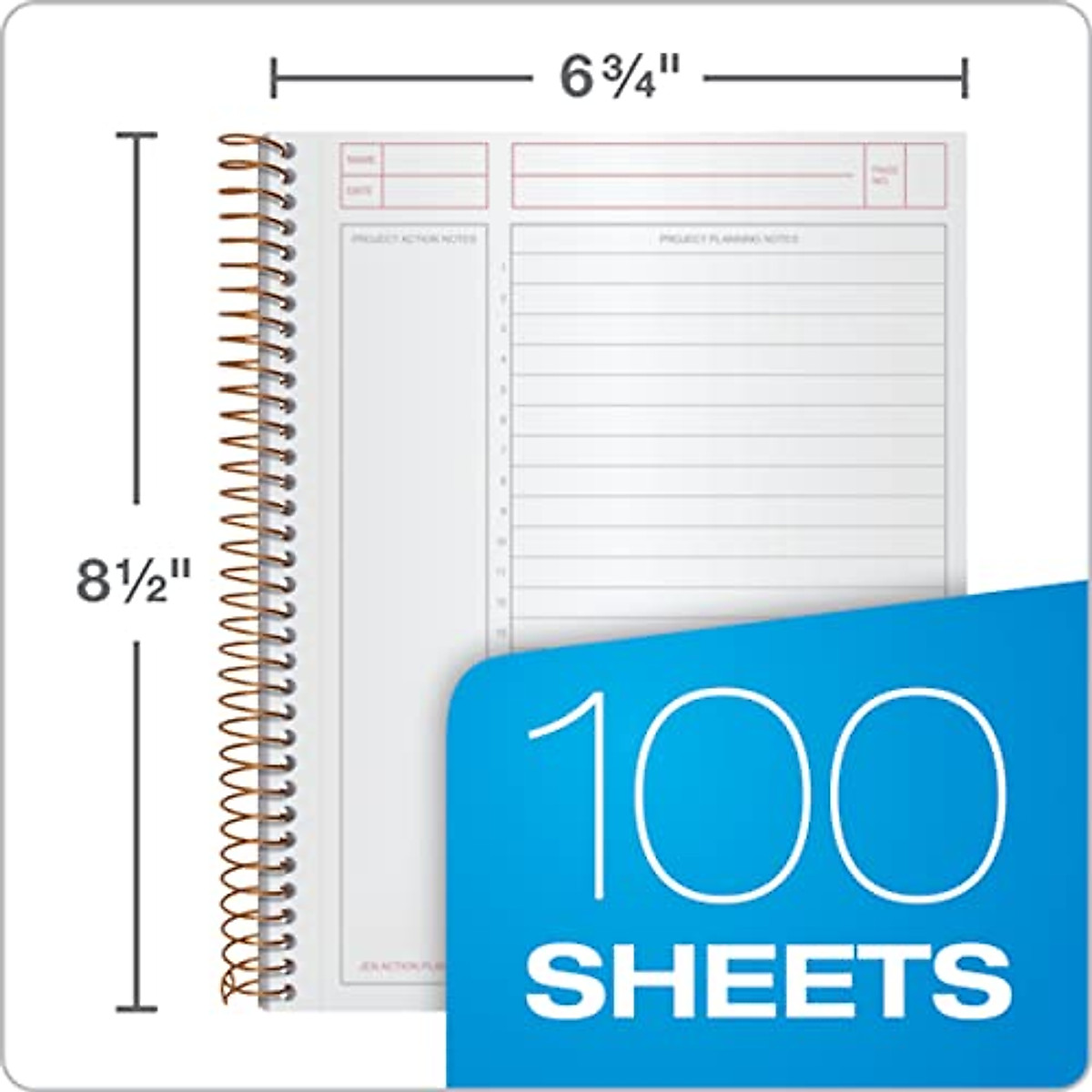 TOPS Products Aion Planner, Side Wirebound, 8-1/2"x6-3/4", 100 Sheets, Black (TOP63828)