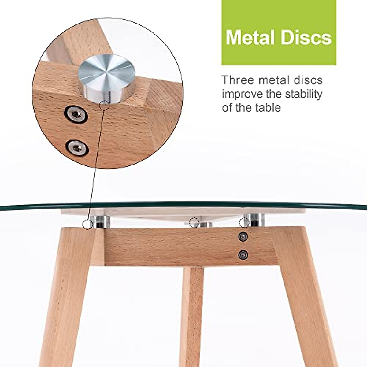 ivinta Small Dining Table Set for 2, Round Glass Dining Table with Two Yellow Upholstered Fabric Chairs, 3 Pieces Dining Table Set for Apartment, Kitchen, Dining Room, Patio Dining Set (Yellow)…