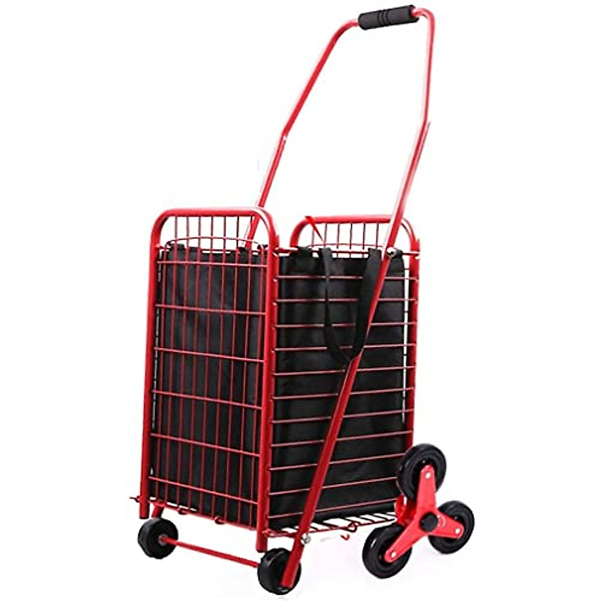 Shopping Trolley on Wheels Multi Function Shopping Cart Fashion Folding Trolley Trolley is Not Easy to Deform and Durable Storage Hand Trucks,Black ,