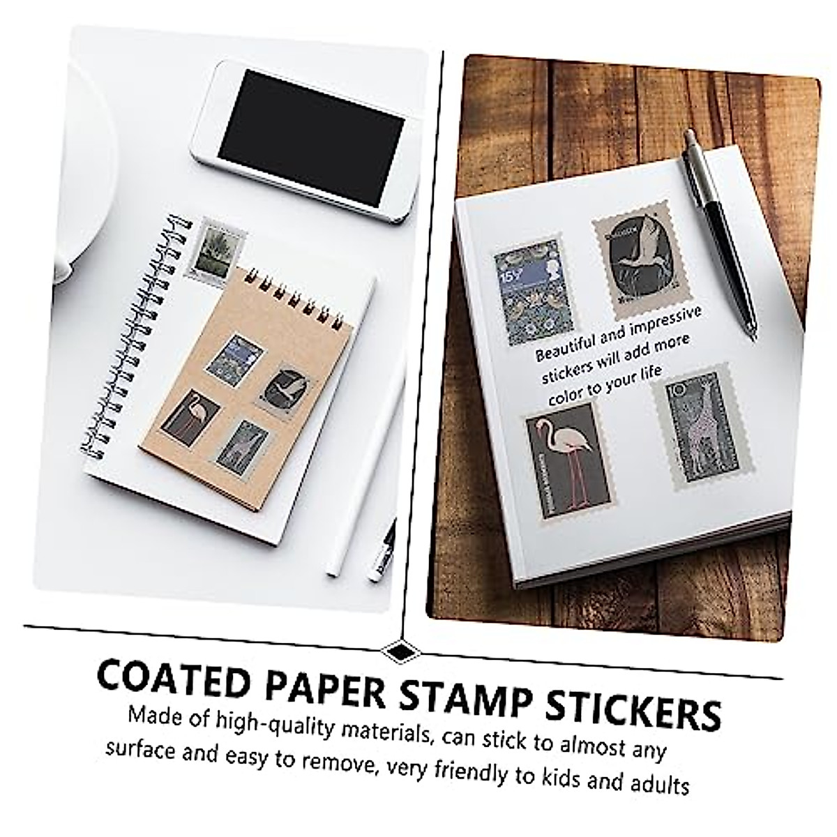 Tofficu 6 Packs Paper Stamp Sticker Scrapbook Stamp Sticker Photo Scrapbook Stamp Decal Scrapbooking Masking Tape Scrapbook Sticker Adhesive Decoration Sticker Photo Corner Plant Travel