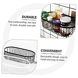 DOITOOL Bathroom Shelf Wall Mount Shelves Hanging Storage Shelves Sink Shelf Shower Organizer Kitchen Storage Basket Wall Mounted Bathroom Shelf Shampoo Holder Bathroom Holder Black Oval