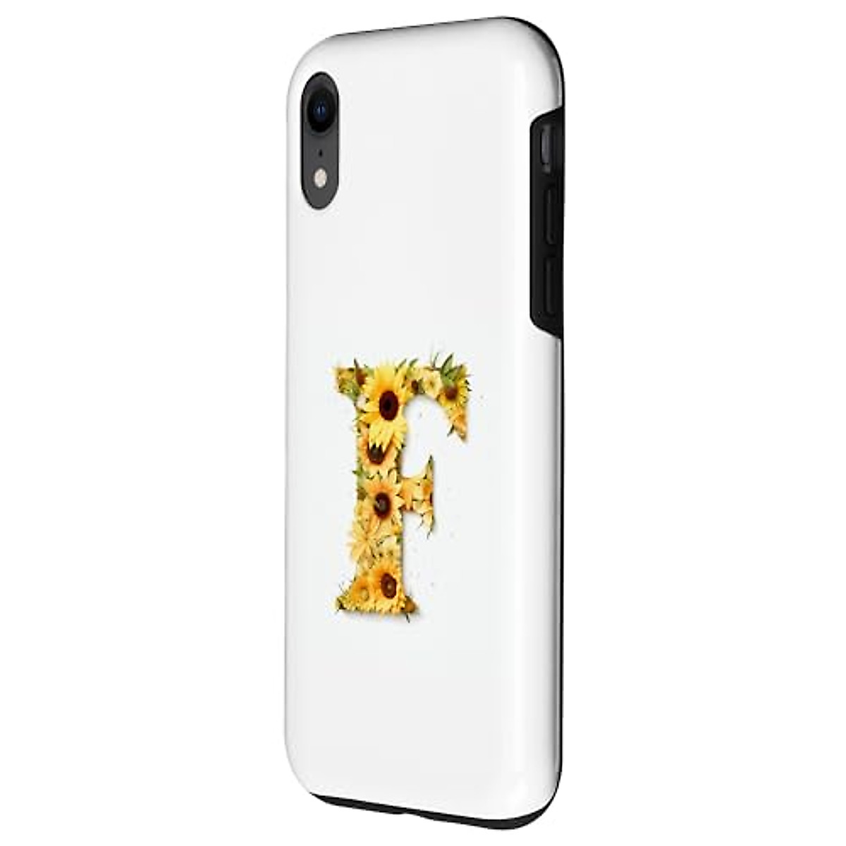iPhone XR Letter F Initial Monogram Sunflower Minimalist Women Yellow Case
