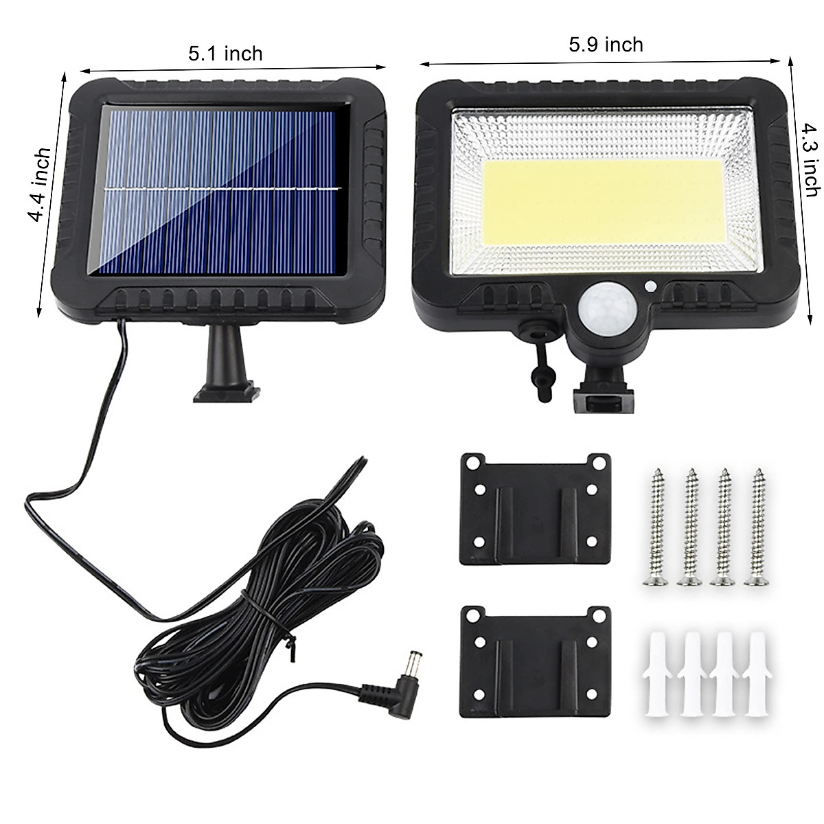 BiteBoom Solar Wall Light with Motion Sensor - Wired Security Light for Garden, Patio, Path - IP65 Waterproof & Bright - 100 COB LED Split Design