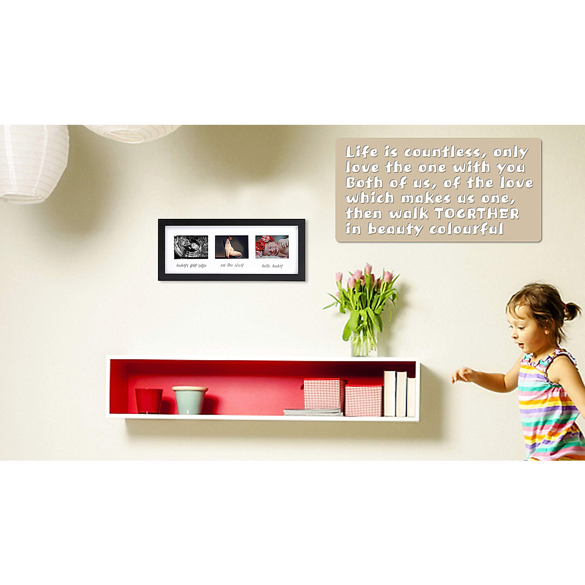 IHEIPYE Triple Sonogram Pregnancy Frame – Baby Ultrasound Picture Frame with Story for Expecting Parents, Baby Shower Frame, Baby Grow Through All Three Trimesters Frame, Nursery Decor, Black