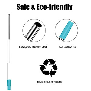 Metal Straws, Funbiz 3 Pack Reusable Collapsible Stainless Steel Straw with Plastic Case Silicone Tip and Long Cleaning Brush, Telescopic Portable Pocket Drinking Straws for Travel, Green/Black/Grey