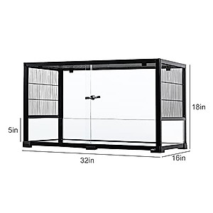 OIIBO Glass Hamster Cage 40 Gallon Large Hamster Cage with Sliding Front Door, 32" L x 16" W x 18" H Chew-Proof Small Animal Cage for Dwarf Syrian Hamster Hedgehog Gerbils Guinea Pigs