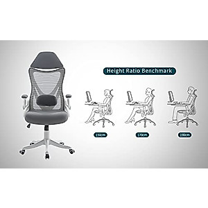 CEMKAR Ergonomic Office Chair, Home Office Desk Chairs with Thickened Cushion Waist Support and Adjustable Headrest Flip Arm, Metal Base Adjustable Mesh Swivel Designer High Back Office Chair (Pink)