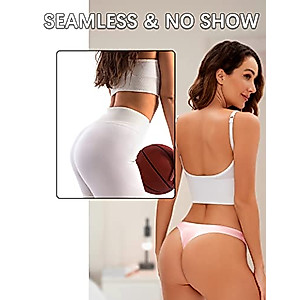 FOXROSE Seamless Thongs for Women Silk Thongs for Women Sexy Satin Thongs for Women Underwear Seamless (5 Pack, Medium)