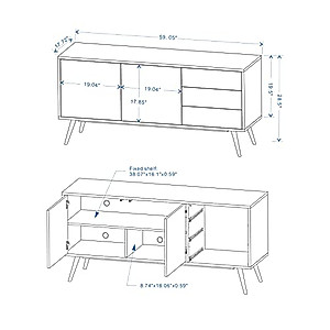 Glenwillow Home Atlas 59" Mid-Century Modern Buffet/Sideboard/TV Console