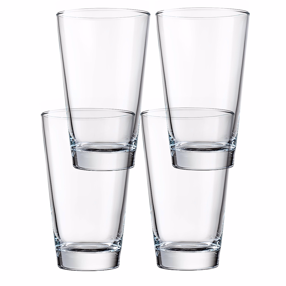 Great Credentials© Pint Drinking Beer Glasses With Tuff Rim, 16 oz - Set of 4