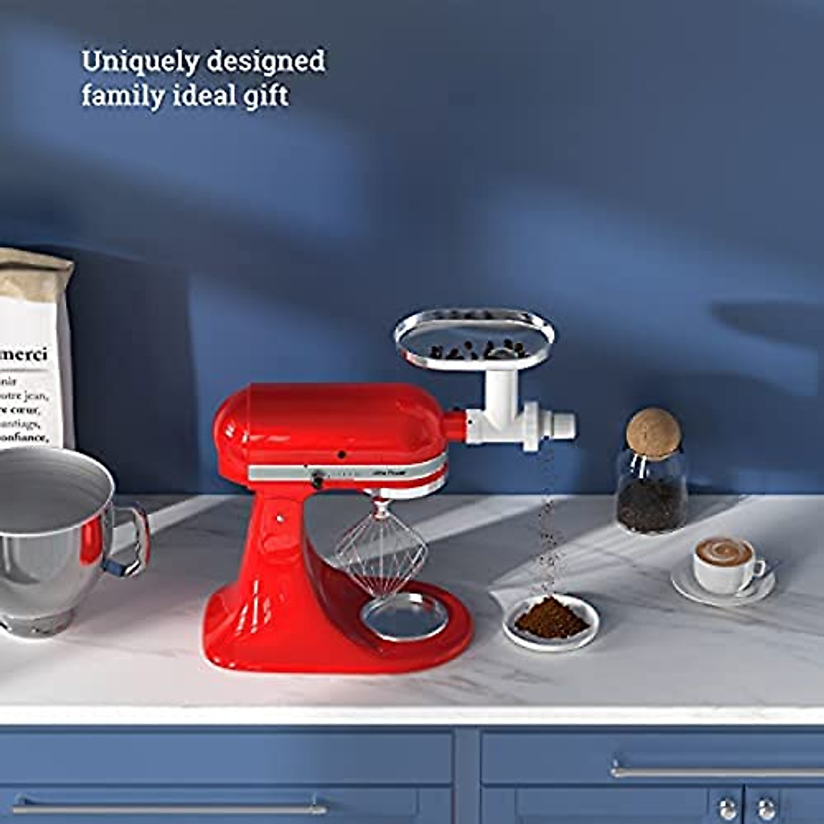 Grain Mill Attachment for KitchenAid Stand Mixer, adjustable grain size for corn, barley, coffee, etc