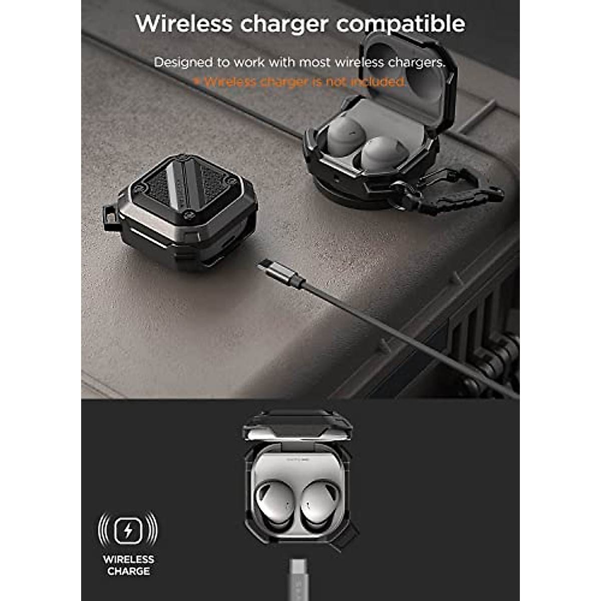 VRS Design Terra Guard Ultimate Buds Case for Galaxy Buds2 Pro (2022), Galaxy Buds 2 Case (2021), Galaxy Buds Pro (2021), Buds Live Case (2020)