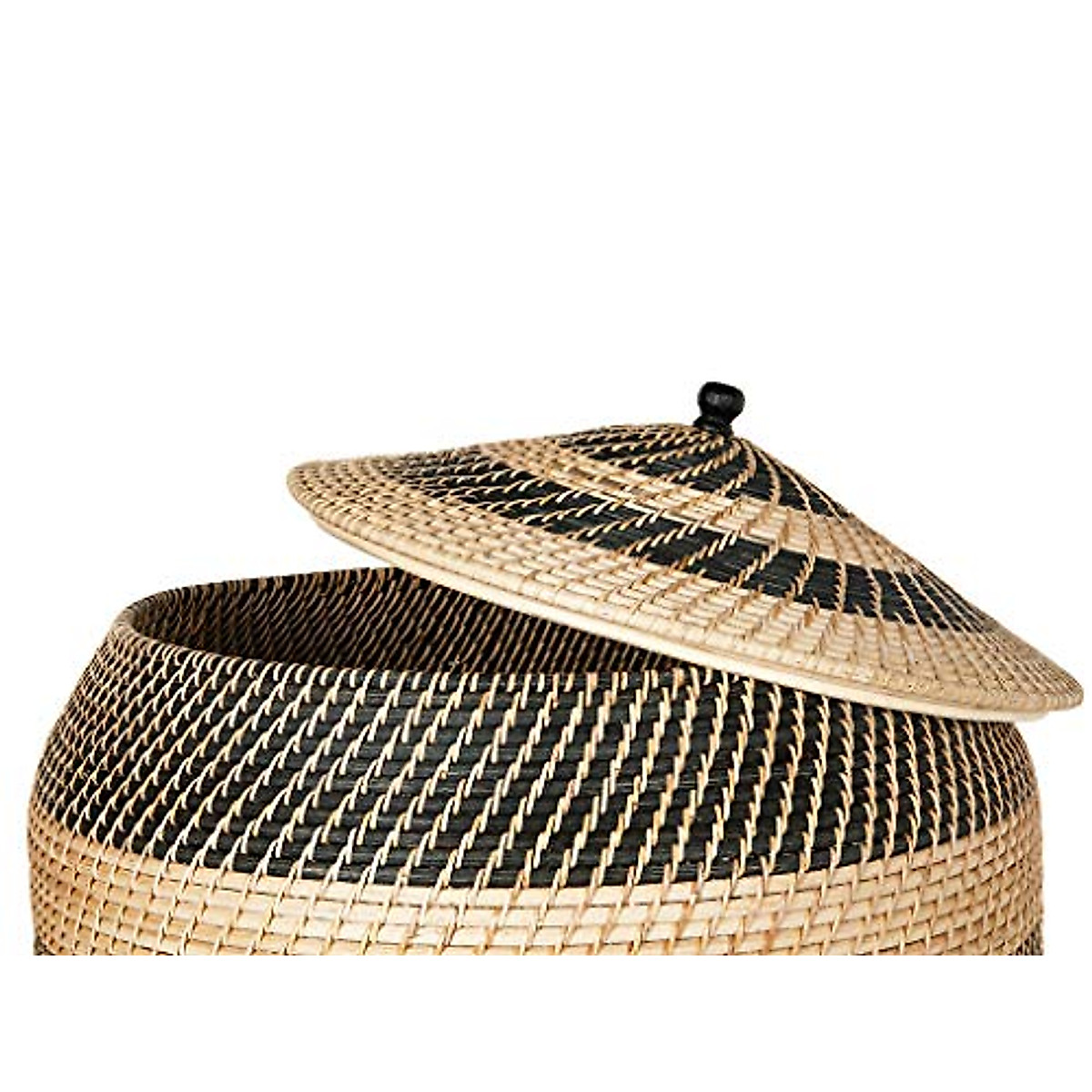 KOUBOO Extra-Large Rattan Belly, Natural-Black Storage Basket