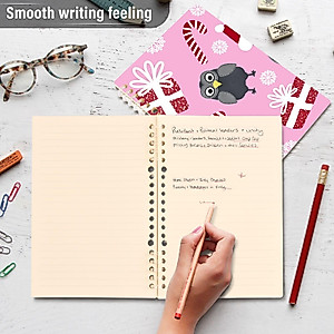 SPRIPORT Christmas Owls Pink Spiral Journal Notebook for Women Men A5 Memo Notepad Sketchbook with Durable Hardcover & 60 Pages Writing Journal for Journaling Boys Grils Study Notes Work School