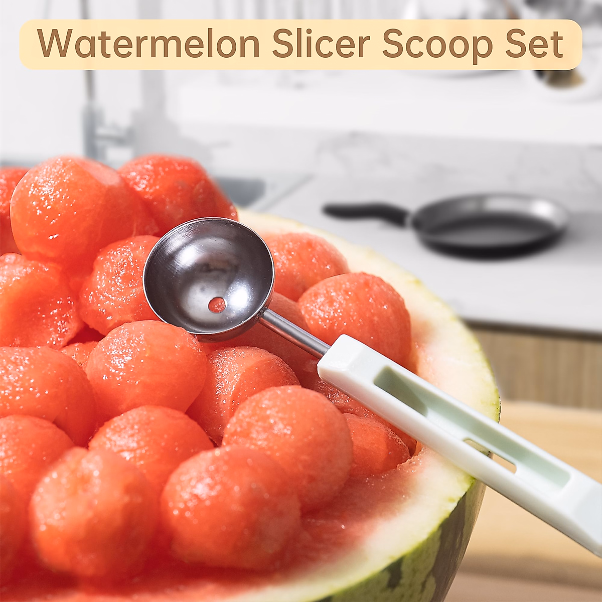 4 -in-1 Watermelon Fork Slicer Cutter,Melon Ball Scoop,Stainless Steel Watermelon Popsicle Cutter Watermelon Cutter Slicer Tool Melon Cutter Knife Portability Fruit Fork for Camping Kitchen Gadgets