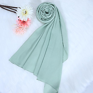 PeacePray Premium Silky Glossy Hijab for Women, Crepe Crinkle Muslim Head Scarf, Graceful Feminine Charm, Mint Green