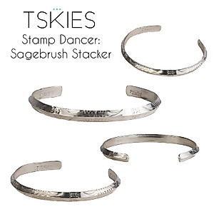 Turquoise Skies TSKIES Stamp Dancer: Sagebrush Stacker Sterling Silver Bracelet (small)