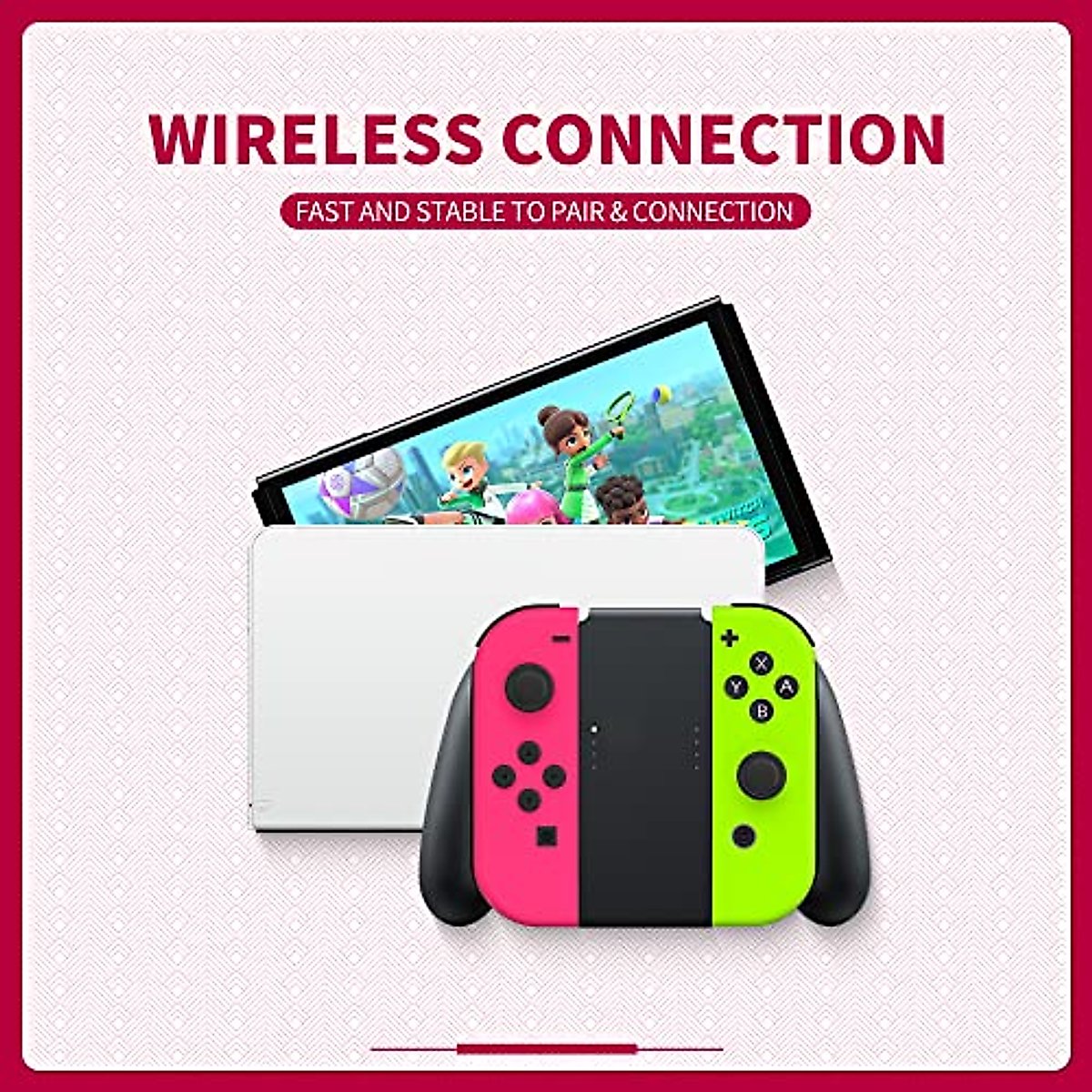 WWOKIND Joy Con Controller Compatible for Switch, Wireless Joypad Replacement for Switch Joycon, Left Right Remote for Switch Controllers Joycon(Pink and Green)