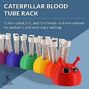 Test Tube Rack, 13mm Tube Size, Holds 20 Tubes, Fun Caterpillar Design (Rainbow, 13mm Tube Size)