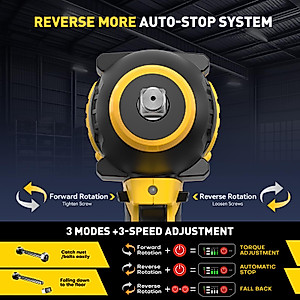 XGOLD DEVONIC Cordless Impact Wrench,750Ft-lb(980N.m) Brushless Impact Gun,2900RPM High Torque Impact Wrench,1/2 Inch with 3 Models,Charger & 6 Sockets, Power Impact Driver for Car Home