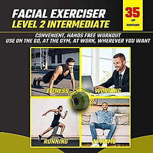 Jawzrsize Pop 'N Go Jaw, Face, and Neck Exerciser - Define Your Jawline, Slim and Tone Your Face, Look Younger and Healthier - Helps Reduce Stress and Cravings - Facial Exerciser (Intermediate Green)