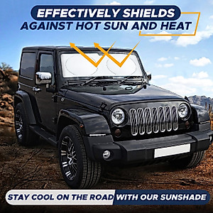 EcoNour Jeep Windshield Sunshade | Sun Visor for UV Rays & Heat Protection | Suitable for Wrangler, Compass, Gladiator & Renegade | Accessories for Jeep Wrangler | X-Small - 60x21 inches