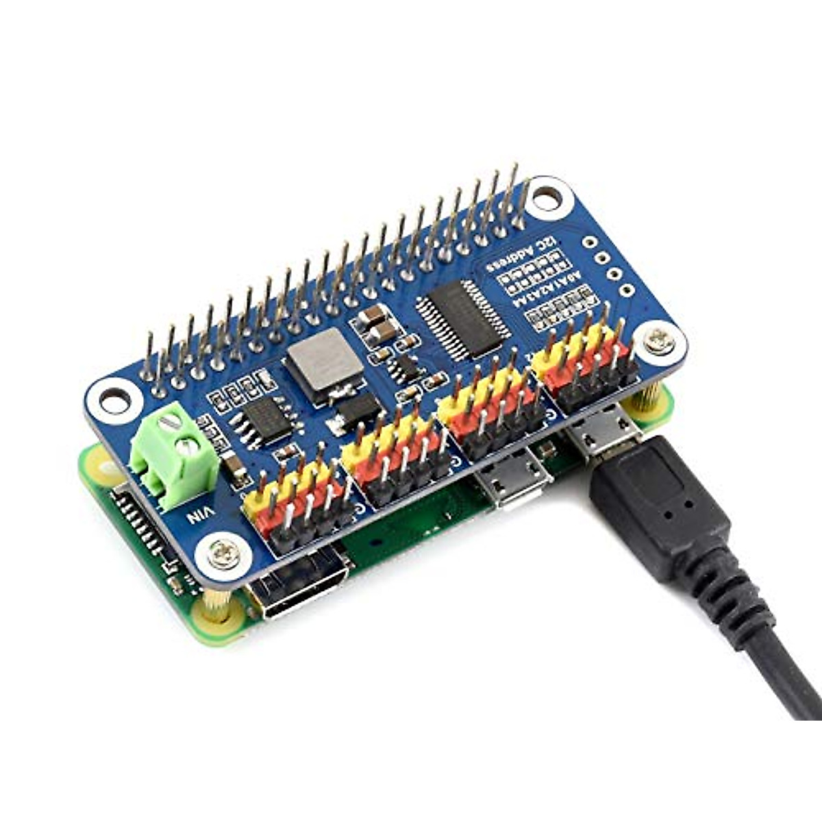 waveshare Servo Driver Hat for Raspberry Pi 3B+ 3B 2B Zero WH Zero W Zero 16 Channel PWM Outputs 12 Bit Resolution I2C Interface