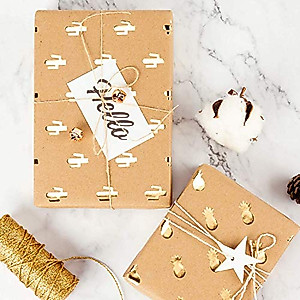RUSPEPA Kraft Wrapping Paper Gold Foil Unicorn Pineapple Cactus Shiny Kraft Paper for Birthday, Holiday, Wedding Wrap - 6 Sheets Packed as 1 roll - 17.5 x 30 inches per Sheet