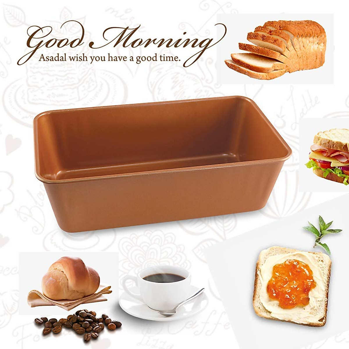 Non-Stick Meatloaf Pan 2-Piece Healthy Meatloaf Set Copper Coating With Removable Tray Drains, Oven and Dishwasher Safe (COPPER MEATLOAF PAN)