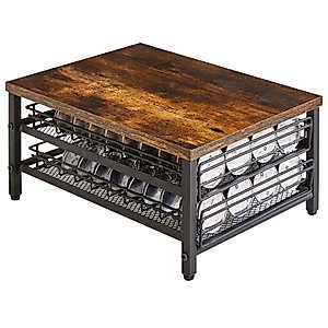 IBUYKE 2-Tier Coffee Pod Drawer Holder for Nespresso, Capsule Pods Storage Organizer, Compact Under Coffee Pot Storage Drawer, Slim Home Kitchen Counter Organizer TCJ102H, Rustic Brown