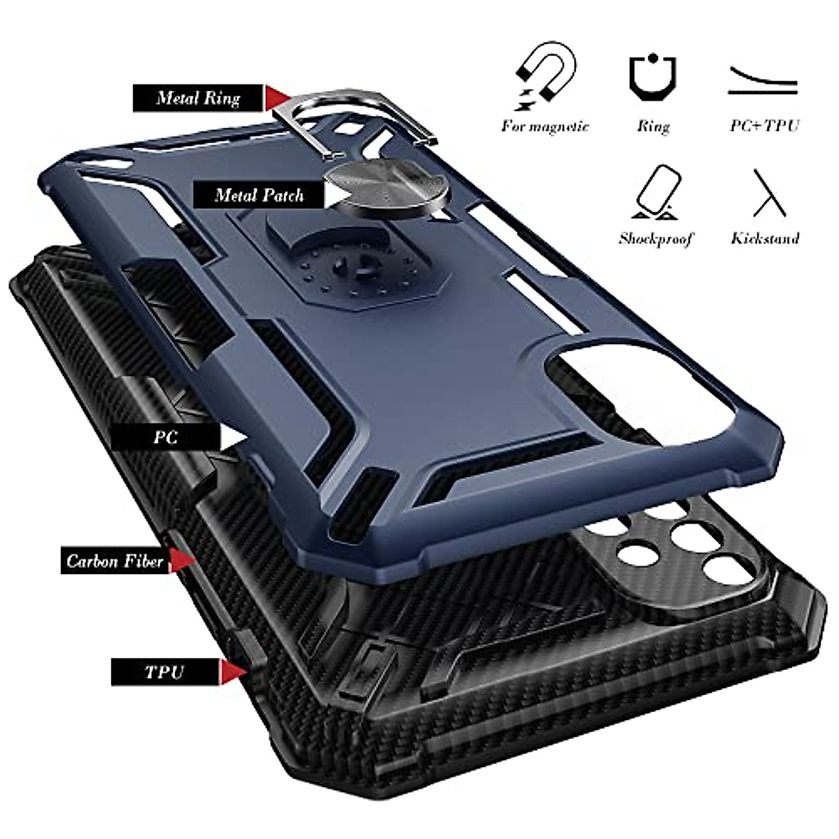 Sitikai Compatible with LG V60 ThinQ/LG V60 Case [Military Grade Drop Protection] with Metal Rotating Ring Holder Magnetic Kickstand Hard PC Protective Bumper Rugged Anti-Scratch Shockproof Blue