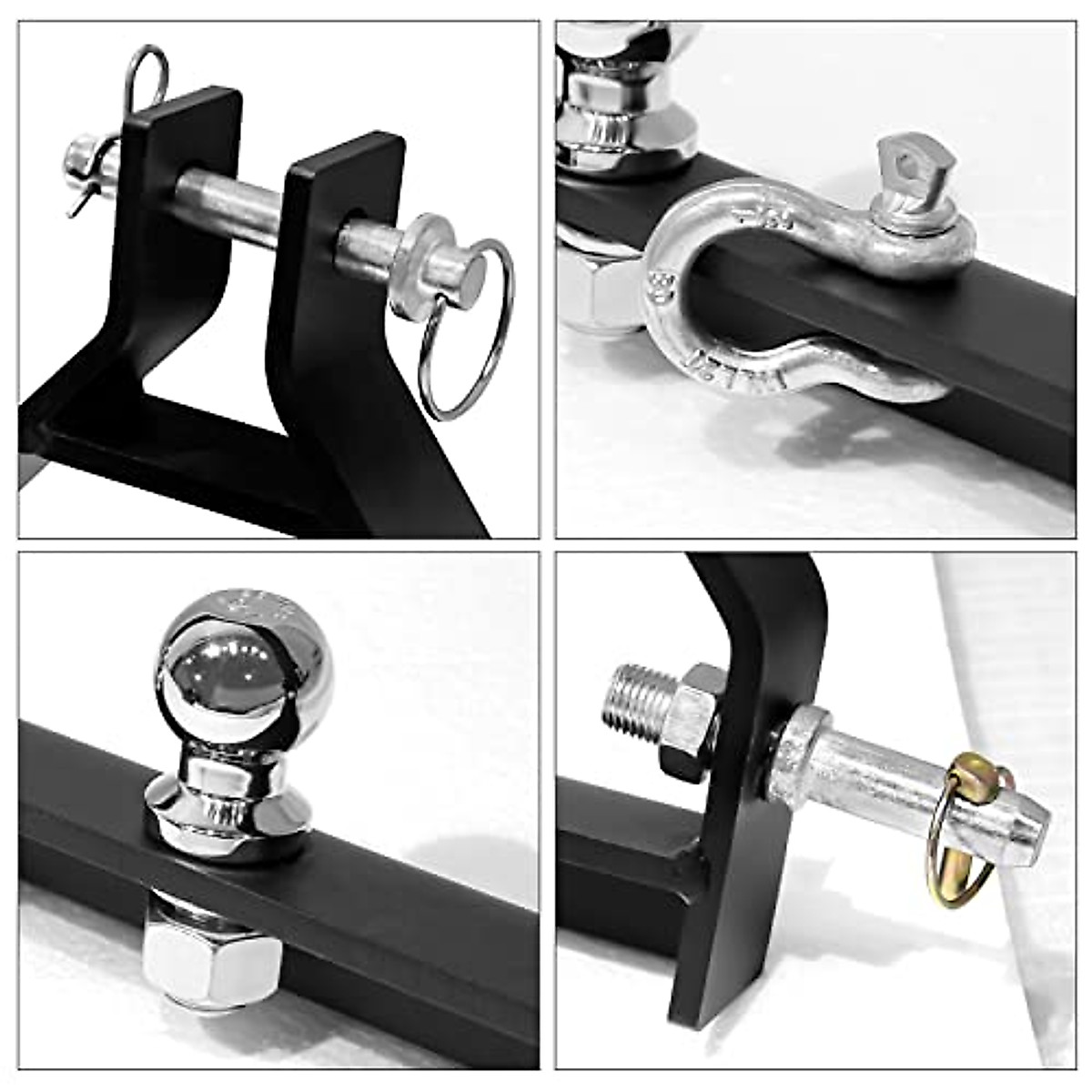 3 Point Trailer Hitch Receiver, Heavy Duty Drawbar Traile Hitch Cat 1, Quick Hitch Tractor Attachments Compatible (Black)