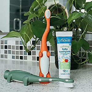 Dr. Brown's Baby and Toddler Toothbrush, Green and Orange Dinosaur 2-Pack 1-4 Years, CleanUp Float & Hatch Dino Eggs Bath Toy, 6m+, Dino-Soft Baby Bath Spout Cover, BPA Free, Certified Plastic Neutral