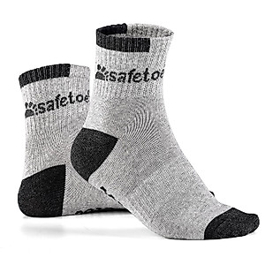 SAFETOE 5-Pack Moisture Control Cushioned Compression Work Boots Socks for Men Women Youth Grey