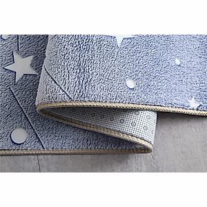 Gefosin Luminous Area Rug Glow in The Dark for Bedroom Living Room, Unique Soft Washable Modern Indoor Rugs for Children Dorm Home Decor, Blue Galaxy 2x4 Feet